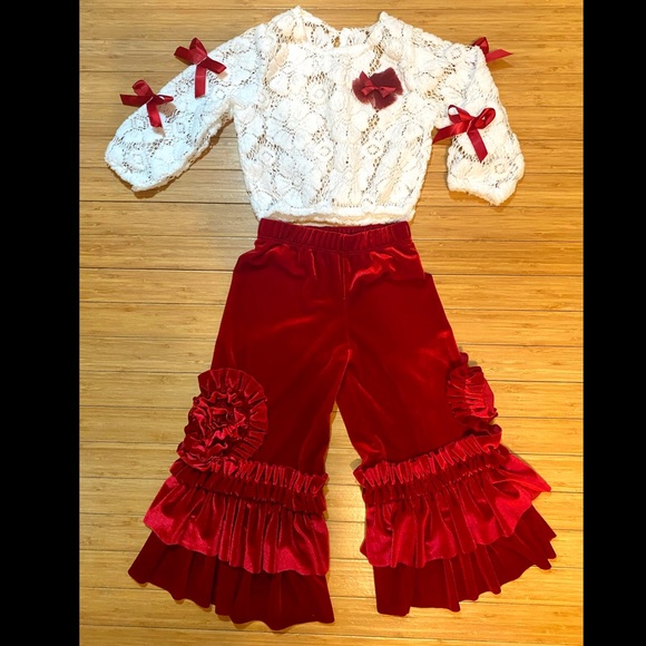 Chasing Fireflies | Matching Sets | Pixie Girl For Chasing Fireflies Red Velvet Velour Ruffle ...